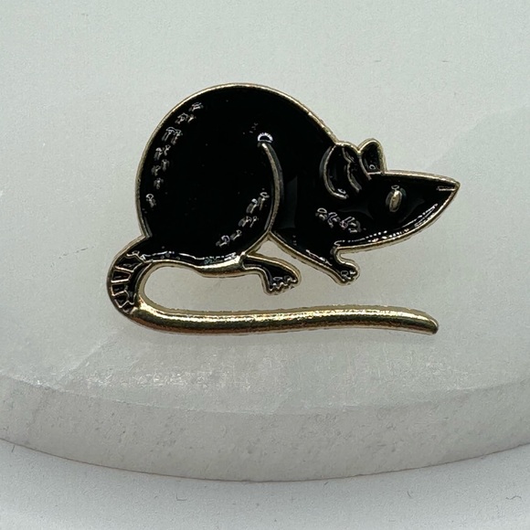 Jewelry | 315 Cute Little Black Rat Enamel Pin Brooch | Poshmark